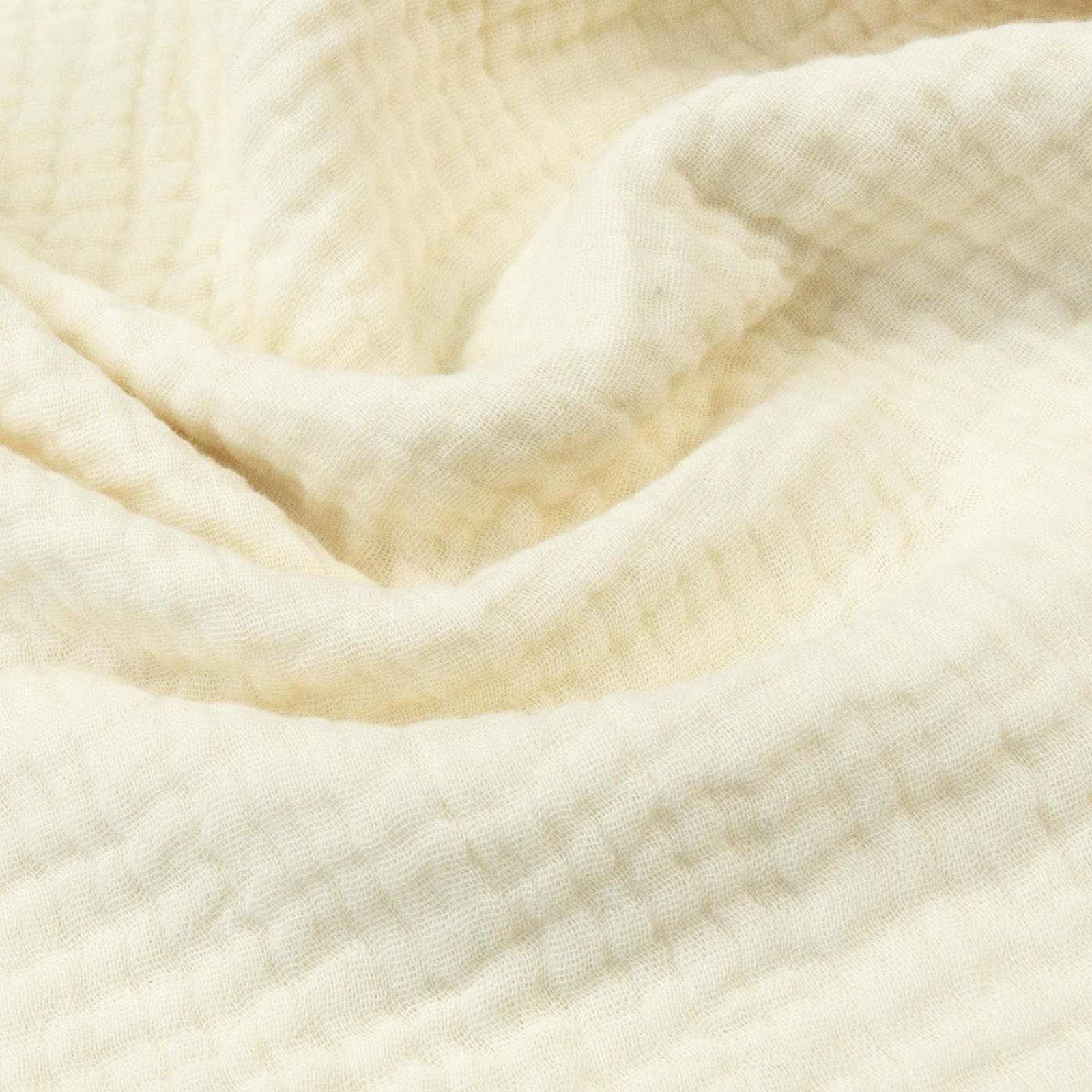 Baumwollstoff, Musselin, vanille, uni - mahler.stoffe