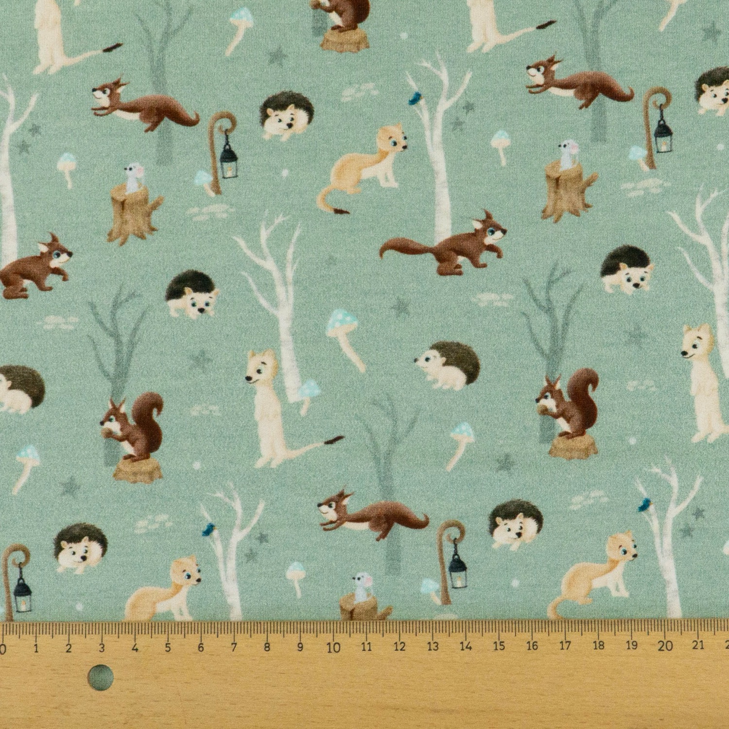 French Terry, mint dunkel, brauntöne, Kindermotive - Tiere - mahler.stoffe